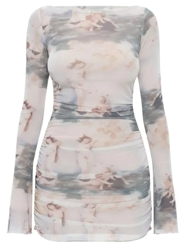 ALOMA STUDIO Mystère Mini Mesh Dress Print - Grey