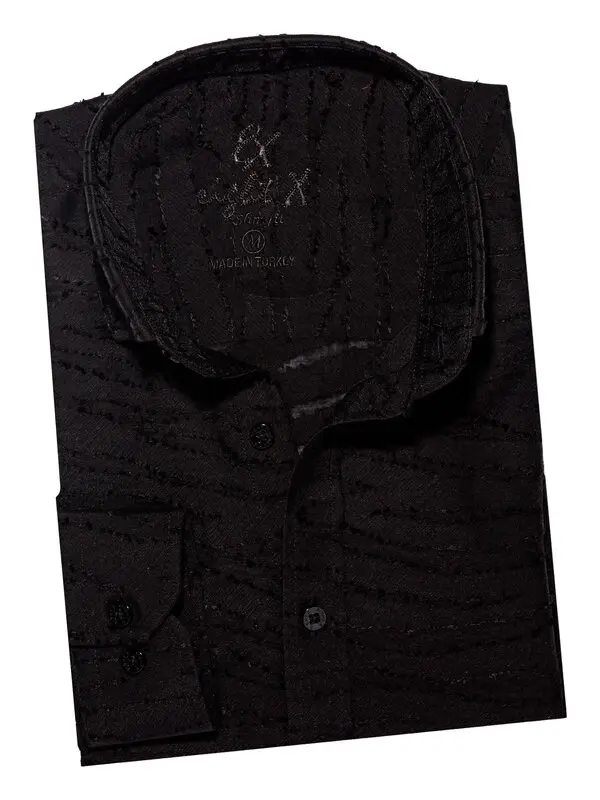 EIGHT X Scorcher Jacquard Button Down Shirt - Black