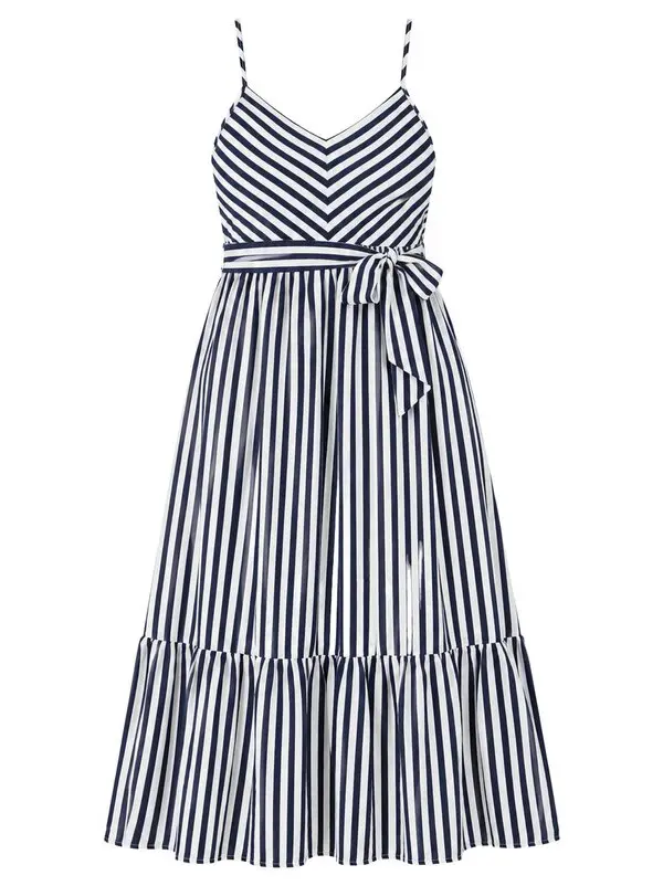YUMI Navy Stripe Midi Sun Dress - Blue