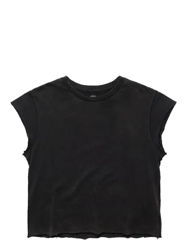 OTHER UK Vintage Issue Raw Edge T-shirt Worn - Black