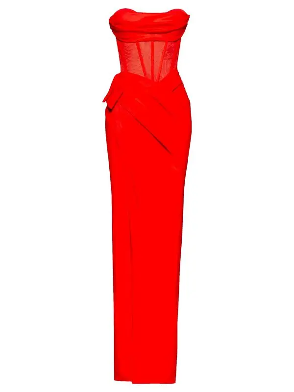 ANGELIKA JOZEFCZYK Palermo Corset High Slit Gown - Red