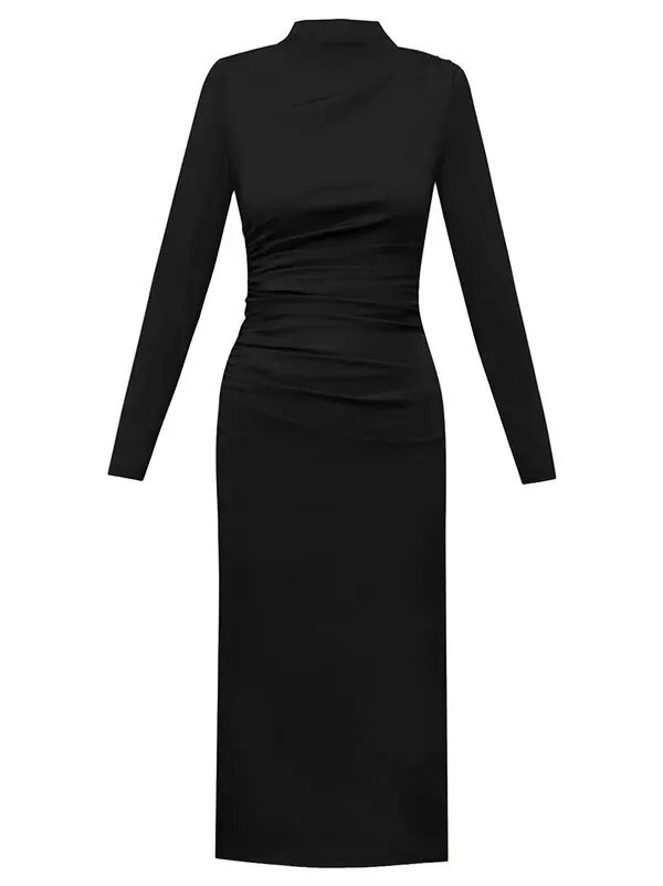 ALINA CERNATESCU Kaira Mini Cocktail And Office Lyocell Draped Bodycon Dress - Black