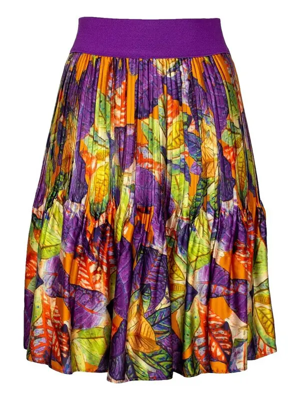 LALIPOP DESIGN Recycled Polyester Printed Satin Mini Pleated Skirt - White