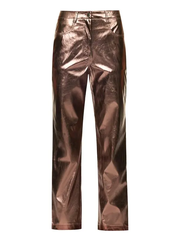 AMY LYNN Lupe Mocha Metallic Trousers - Brown