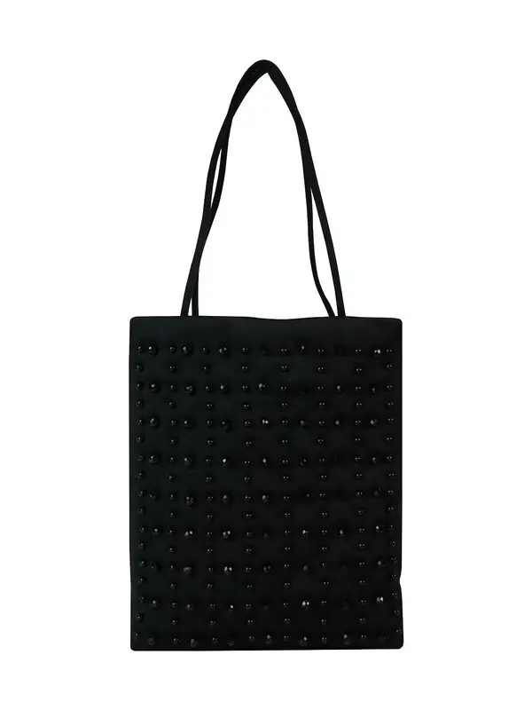 2KSTYLE Ingrid Satin Bead Hand-embellished Mini Tote Bag - Black
