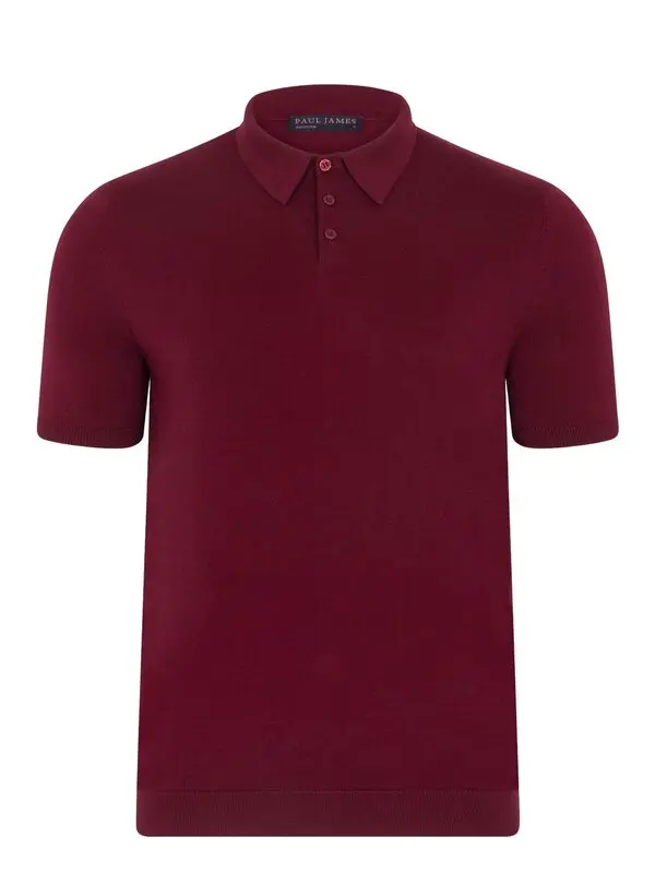 PAUL JAMES KNITWEAR Ultra Fine Cotton Earll Short Sleeve Polo Shirt Cabernet - Red