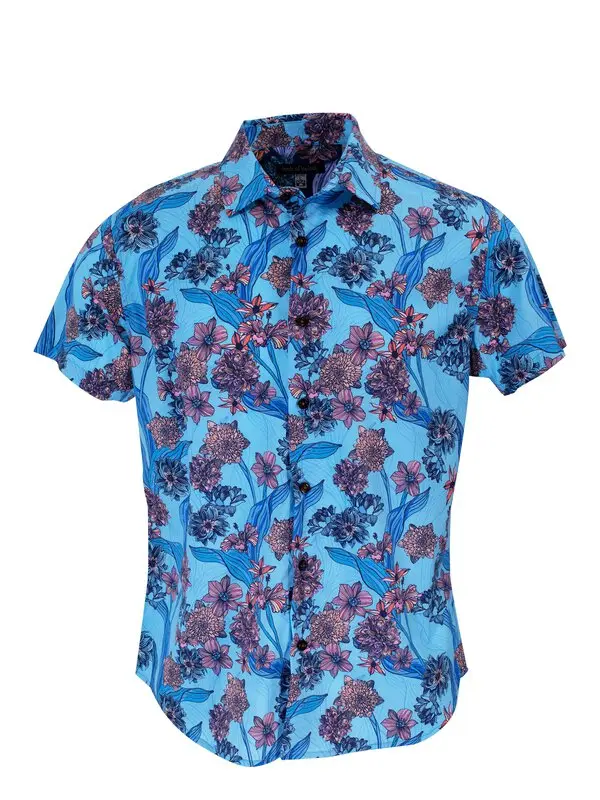 LORDS OF HARLECH Scott Ocean Floral Shirt - Blue