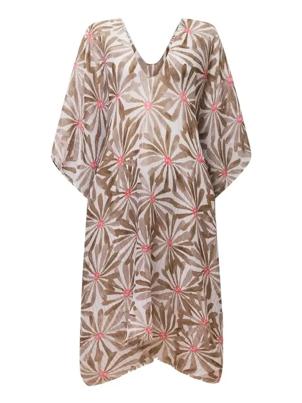 JAMES LAKELAND Beige Retro Floral Kaftan - Brown