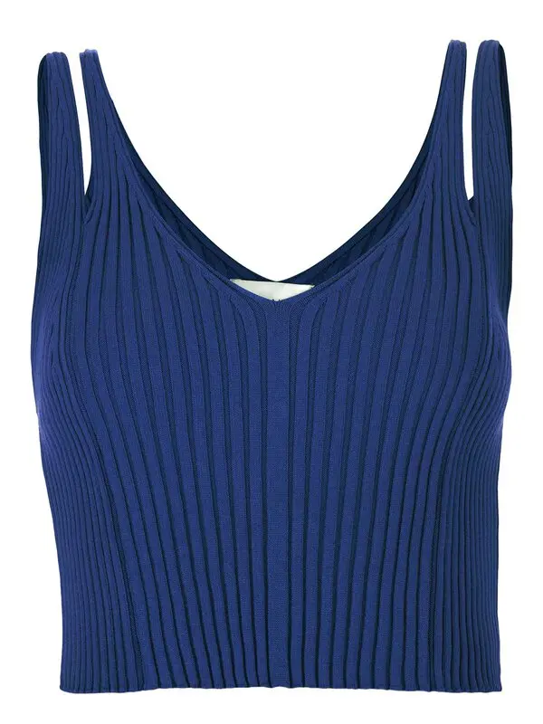 SALANIDA Donna Ribbed Crop Top Navy - Blue