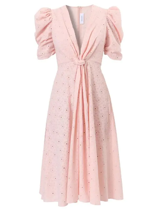 AGGI BY HALEWSKI Alta Peach Lace Embroide Midi Dress - Red