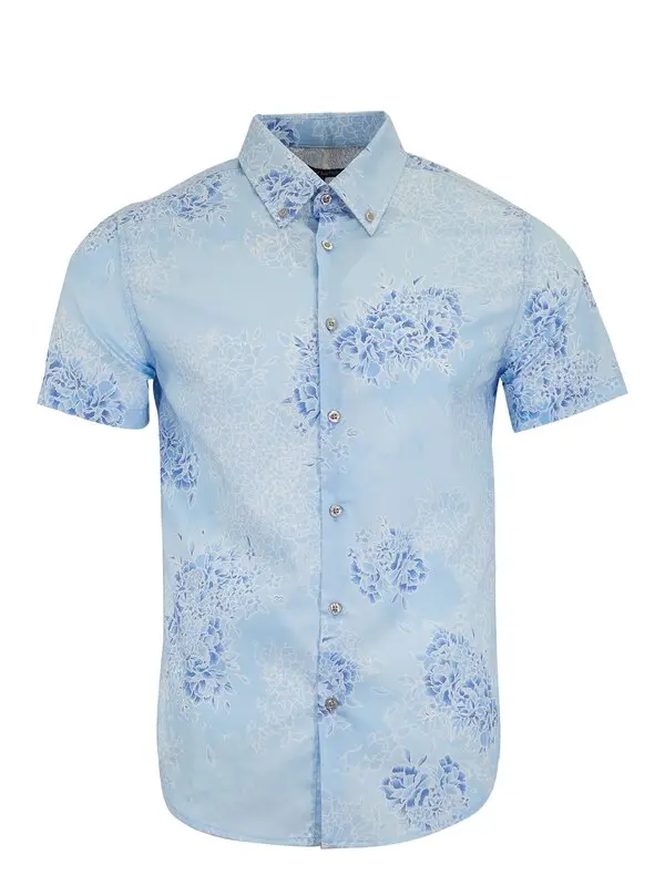 LORDS OF HARLECH Tim Bouquet Island Shirt - Blue