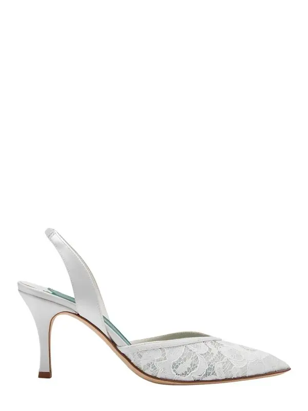 FLORRIE Honour Lace And Satin Slingback Pump - White