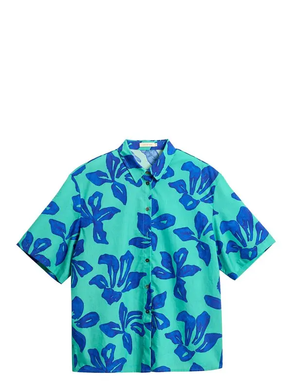 LOST PATTERN Tropical Bliss Oversized Shirt Ocean - Blue
