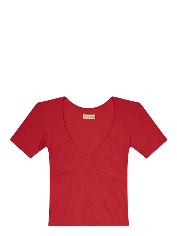 MARIANNE BY MARIE JORDANE Mila Pointelle Jersey Top - Red