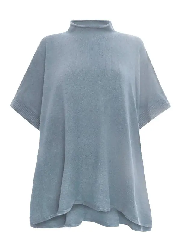 JAMES LAKELAND Pale Side Button Poncho - Blue