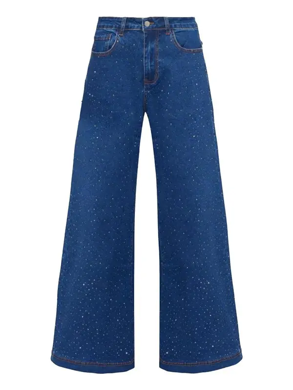 AMY LYNN Demi Diamante Flare Jeans - Blue