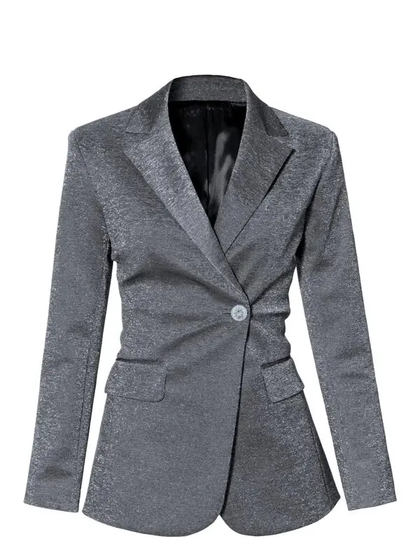 AGGI BY HALEWSKI Rachel Flash Hourglass Shaped Sparkling Blazer - Grey