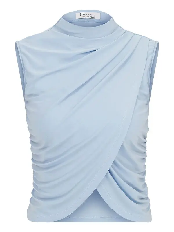 MAAN ISTANBUL Turtleneck Crop Top River To Sun - Blue