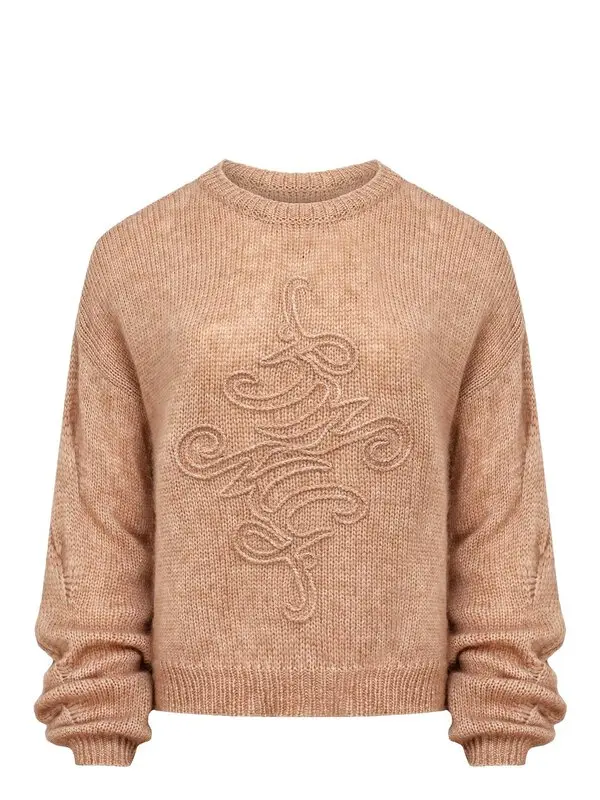 MANDRAGORA Neutrals Wool And Baby Alpaca Sweater In Caramel Colour With Logo Vero - Brown