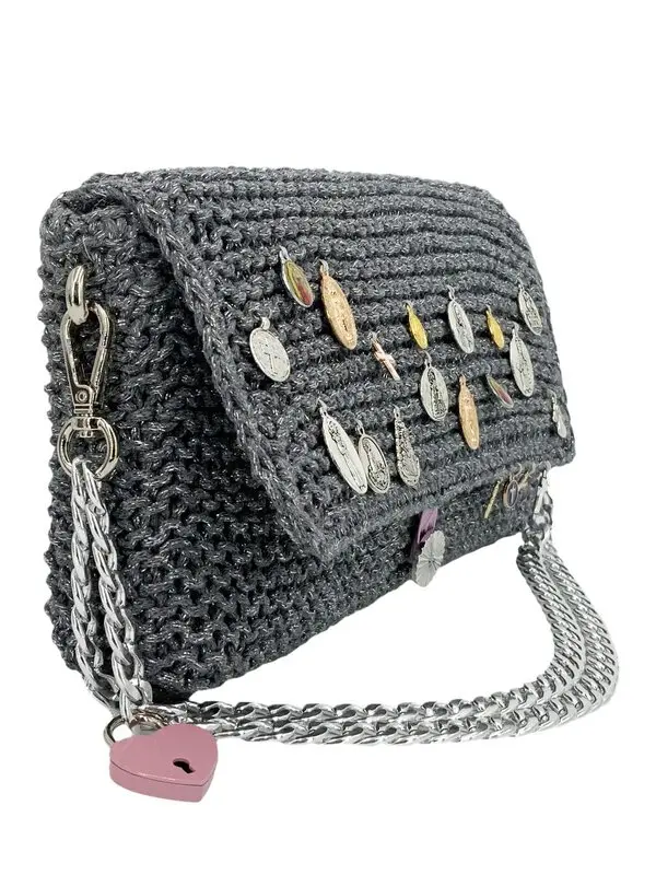 HILO DE MAR Agarimo Hand Knitted Recycled Cotton Bag With Medals - Silver