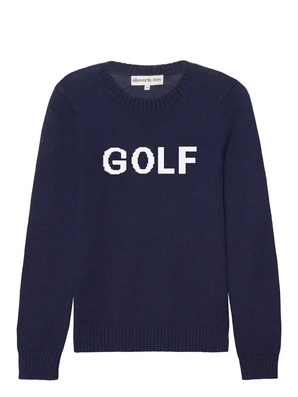 ELLSWORTH + IVEY Classic Golf Crewneck Navy And White - Blue