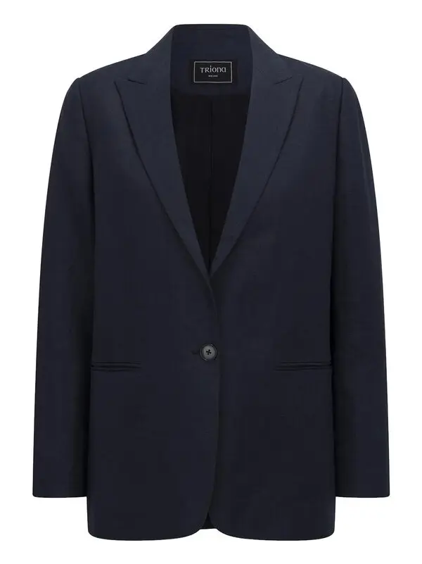 TRIONA Navy Cara Irish Linen Blazer - Blue