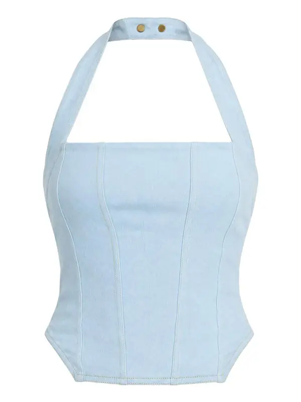 LUROQ LONDON Structured Halter Top - Blue