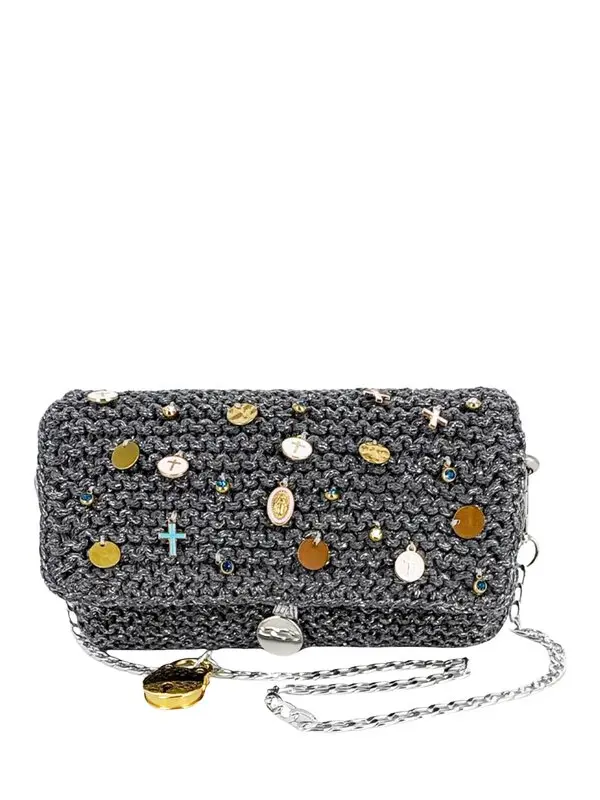 HILO DE MAR Small Hand-knitted Handbag In Premium Variegated Yarn - Grey