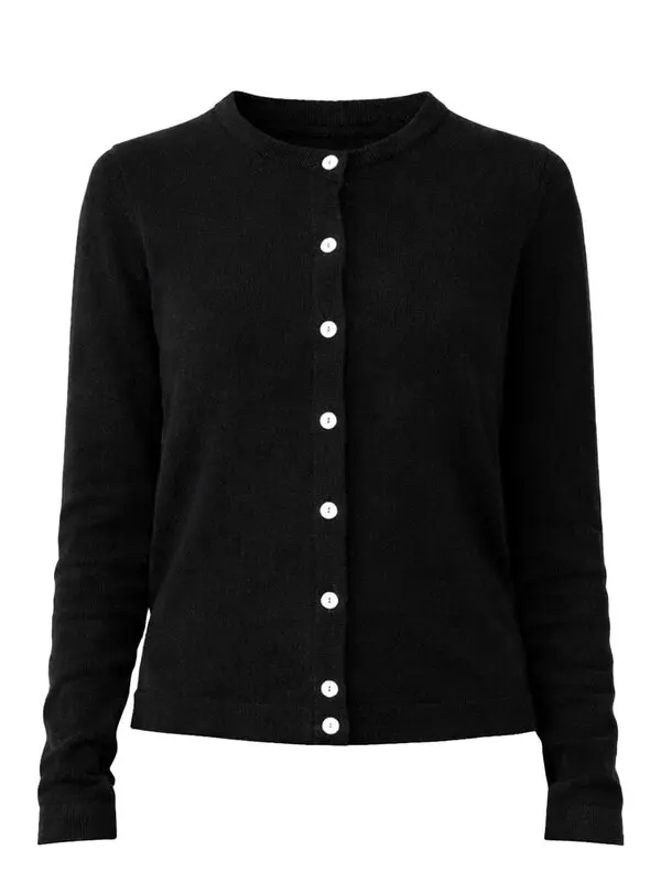 NUVV COLLECTION Fine Knit Cardigan With Buttons Wool And Cashmere Blend Italian Yarn - Black