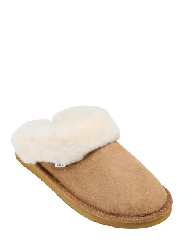 BEDROOM ATHLETICS Margot Double Faced Wool Mule Slippers Chestnut - Brown