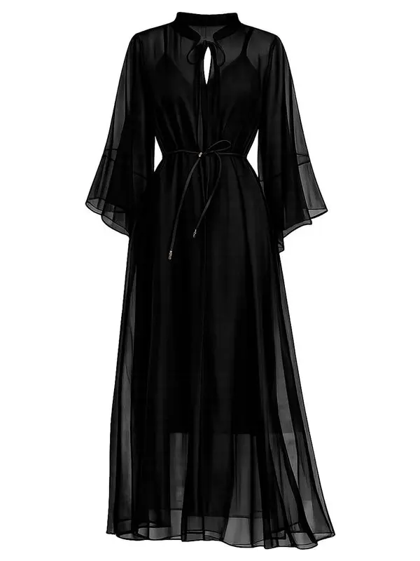 TANTRA SPAIN SL Semi-transparent Dress With Ruffled Sleeves And Pleats At The Hem. Separate Lining - Black