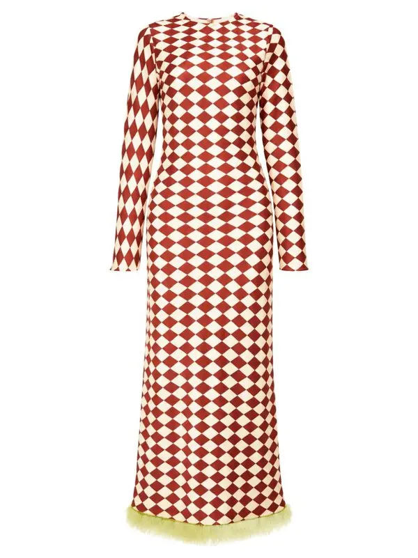 Carmen Says Elf Diamond Print Feather Dress - Red
