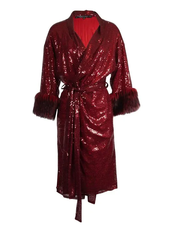 JENNAFER GRACE Ruby Sequin Koi Kimono - Red