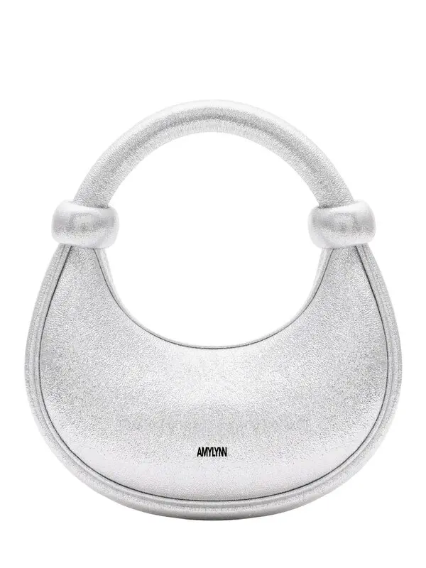 AMY LYNN Kyoto Sparkle Leather Crossbody Crescent Bag - Silver