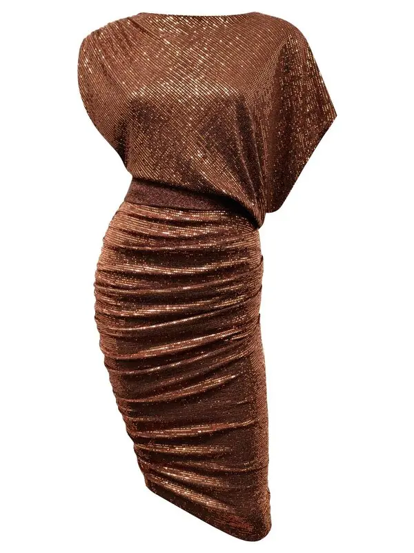 ME & THEE Neutrals Lucy Locket Copper Sequin Dress - Brown