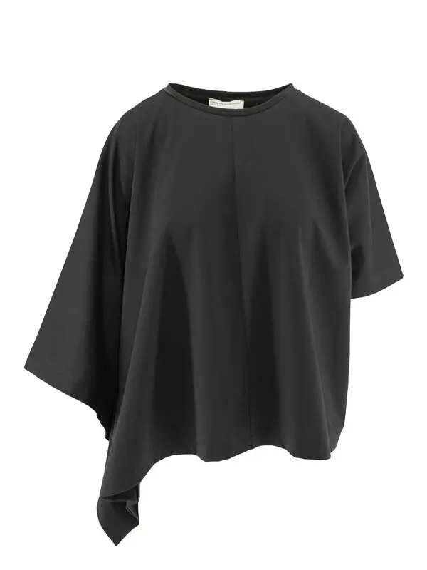 SILVIA SERBAN Asymmetrical Jersey Top - Black