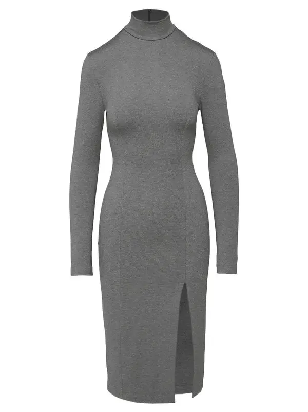 MANDRAGORA Elegant Fitted Viscose Knee-length Dress – Laurell - Grey