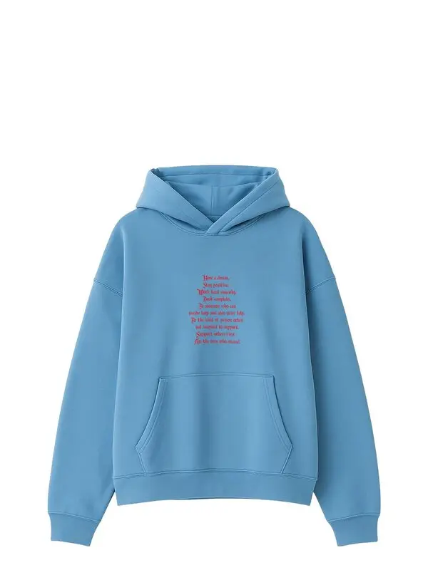 Éclectique Lightweight Terry Hoodie Words Of Wisdom - Blue