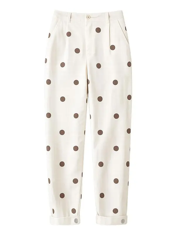 YUMI Spot Print Cotton Canvas Chinos - Brown