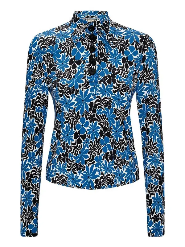 CRONO ZEE Felix Top In Flora Print - Blue