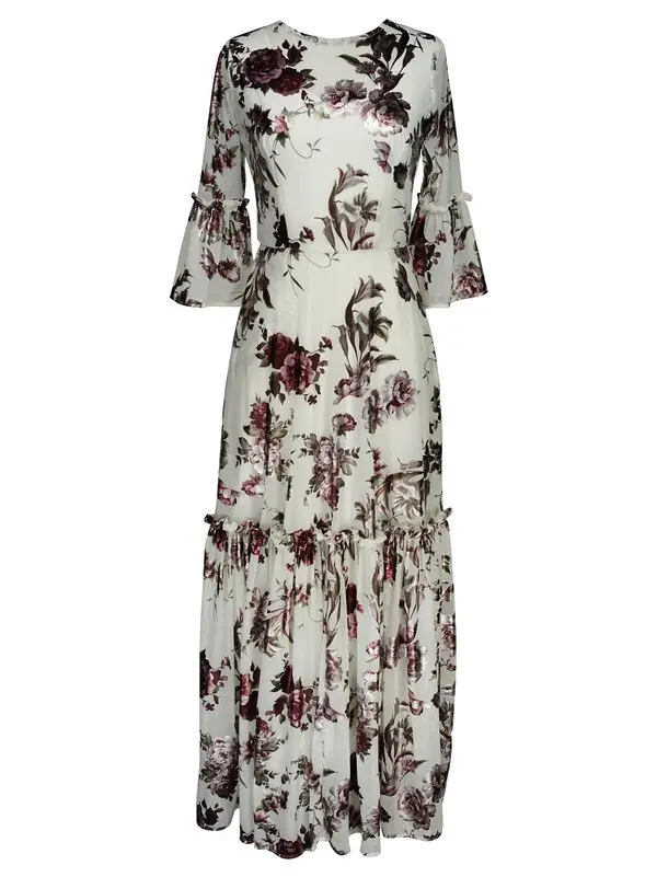 JENNAFER GRACE White / Red Fleur De L'amour 1-tier Ruffle Dress - White/red