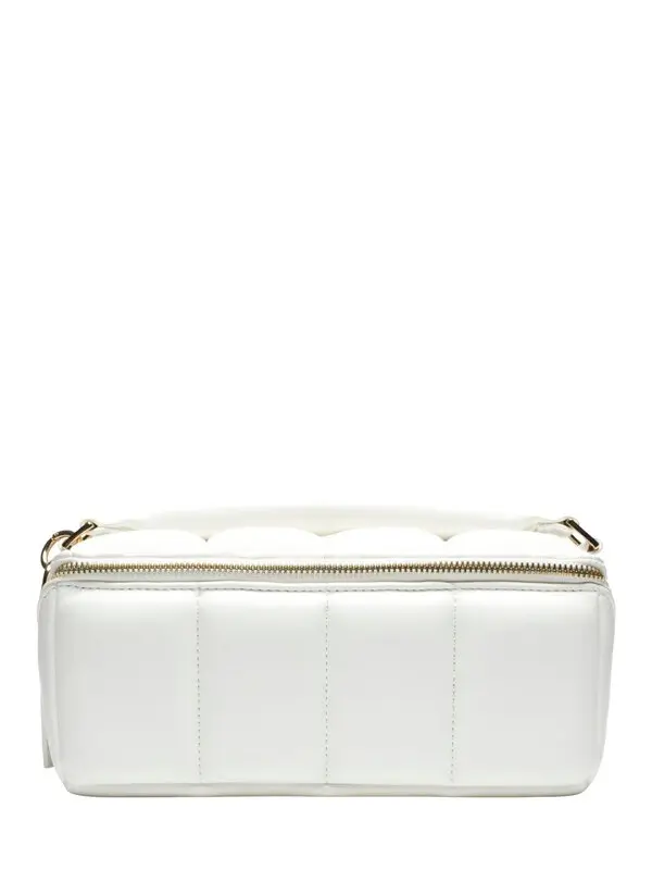 ESTETIKA Quilted Vegan Leather Makeup Bag With Gold Tone Hardware - White