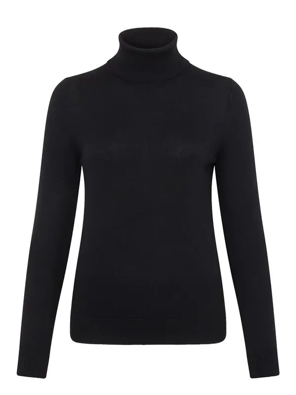 PAUL JAMES KNITWEAR Pure Harriet Extra Fine Merino Wool Roll Neck Jumper - Black