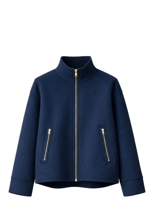GUARDS LONDON Lily Wool Cashmere Funnel Zip Jacket Navy - Blue