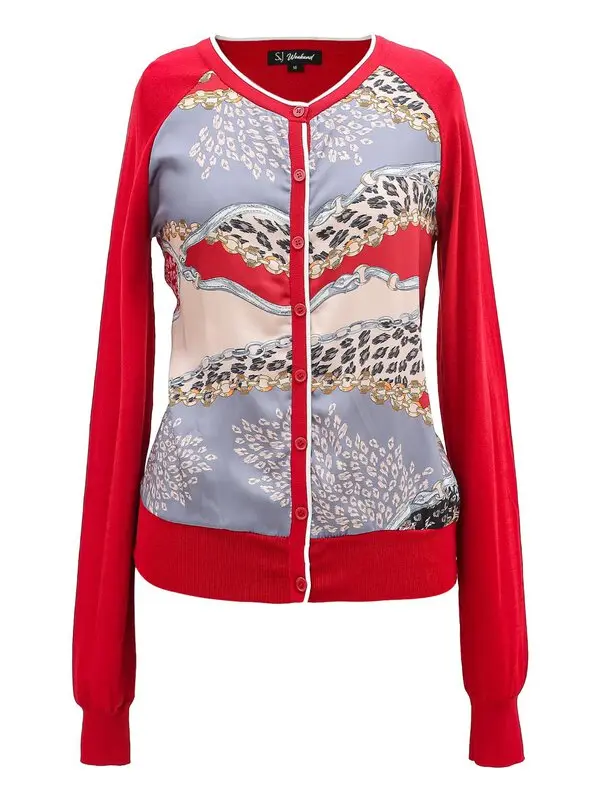 SMART AND JOY Cardigan Printed In Front - Red
