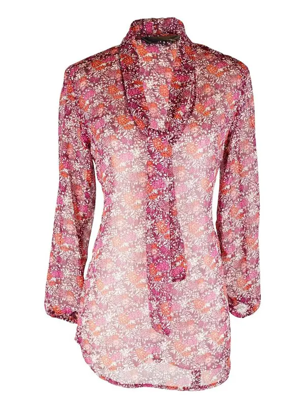 JENNAFER GRACE Cardamom Blossom Tie Front Top - Red