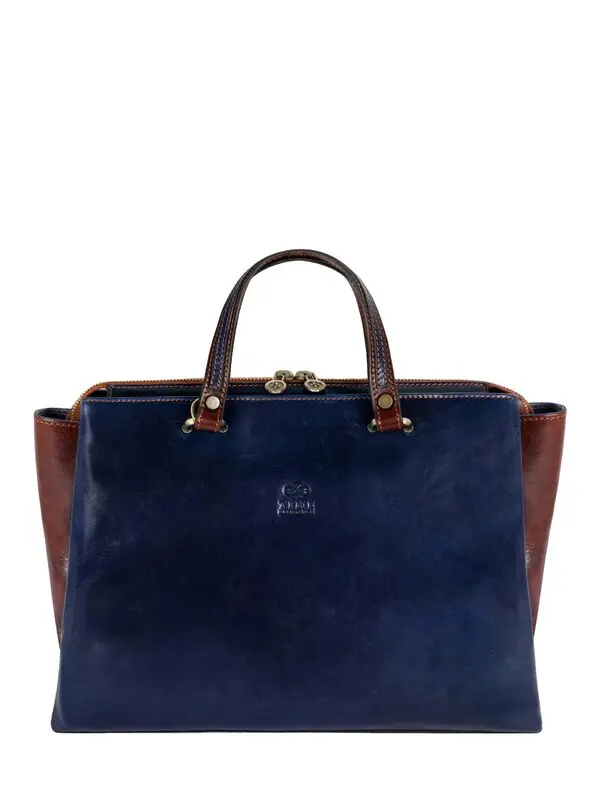 TIME RESISTANCE Leather Tote Bag – The Scarlet Letter - Blue