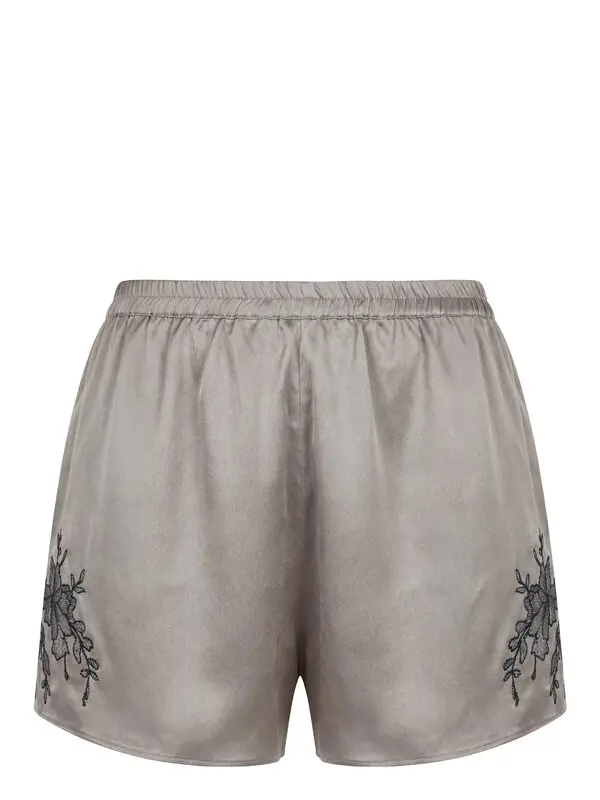VIMISSIA Celeste Silk Shorts In With Anthracite Leavers Lace - Grey