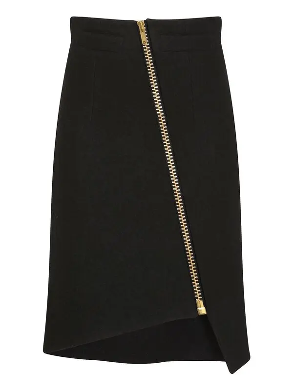 F.J.K BY FARAH KADHIMI Kim The High Sculpted Waist Skirt With Asymmetric Front - Black