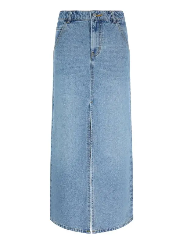 SOUR FIGS Split Maxi Denim Skirt - Blue